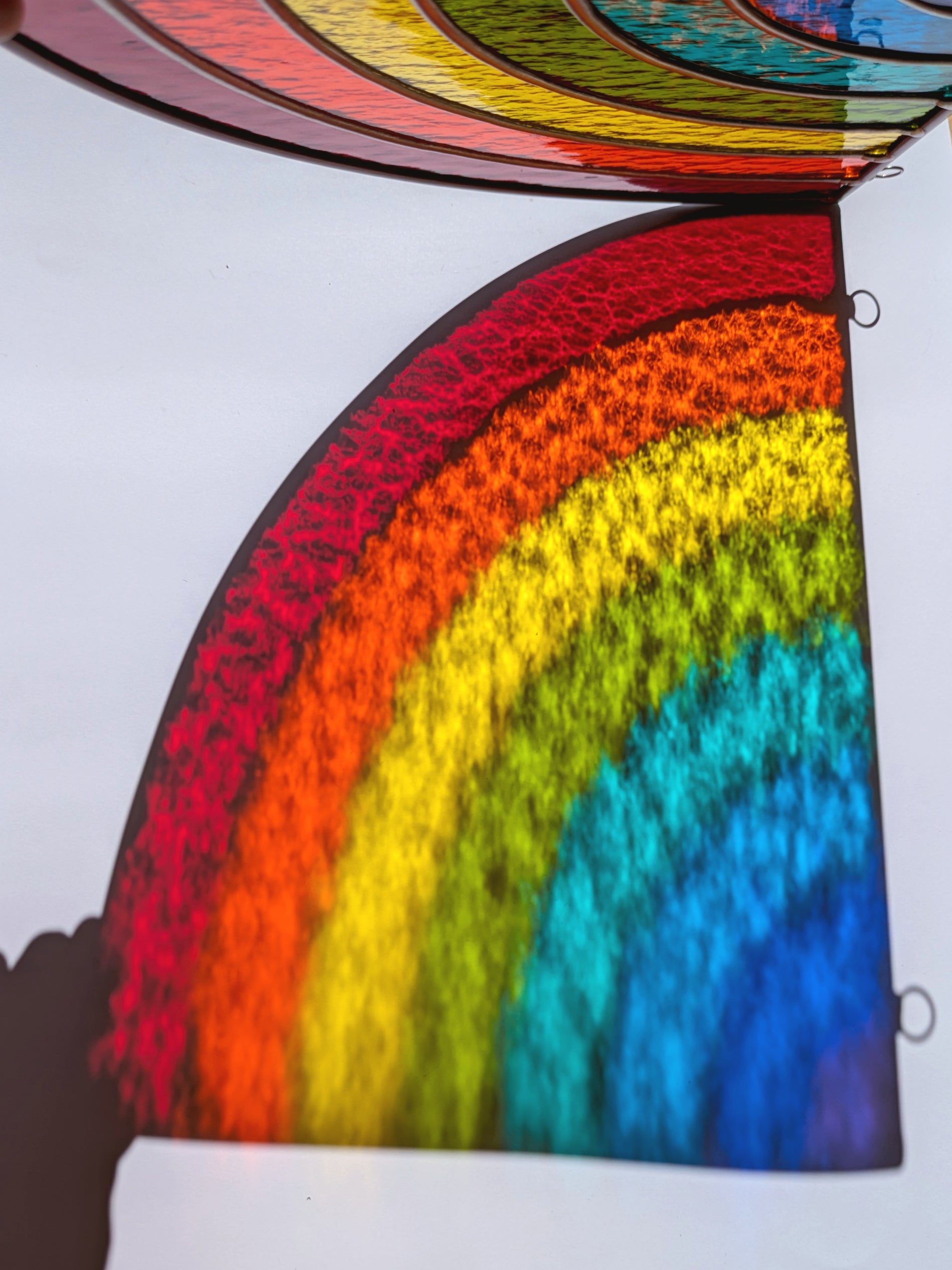 Fused Glass Square Plate - Rainbow & White Stripes - Wide Eyed Designs