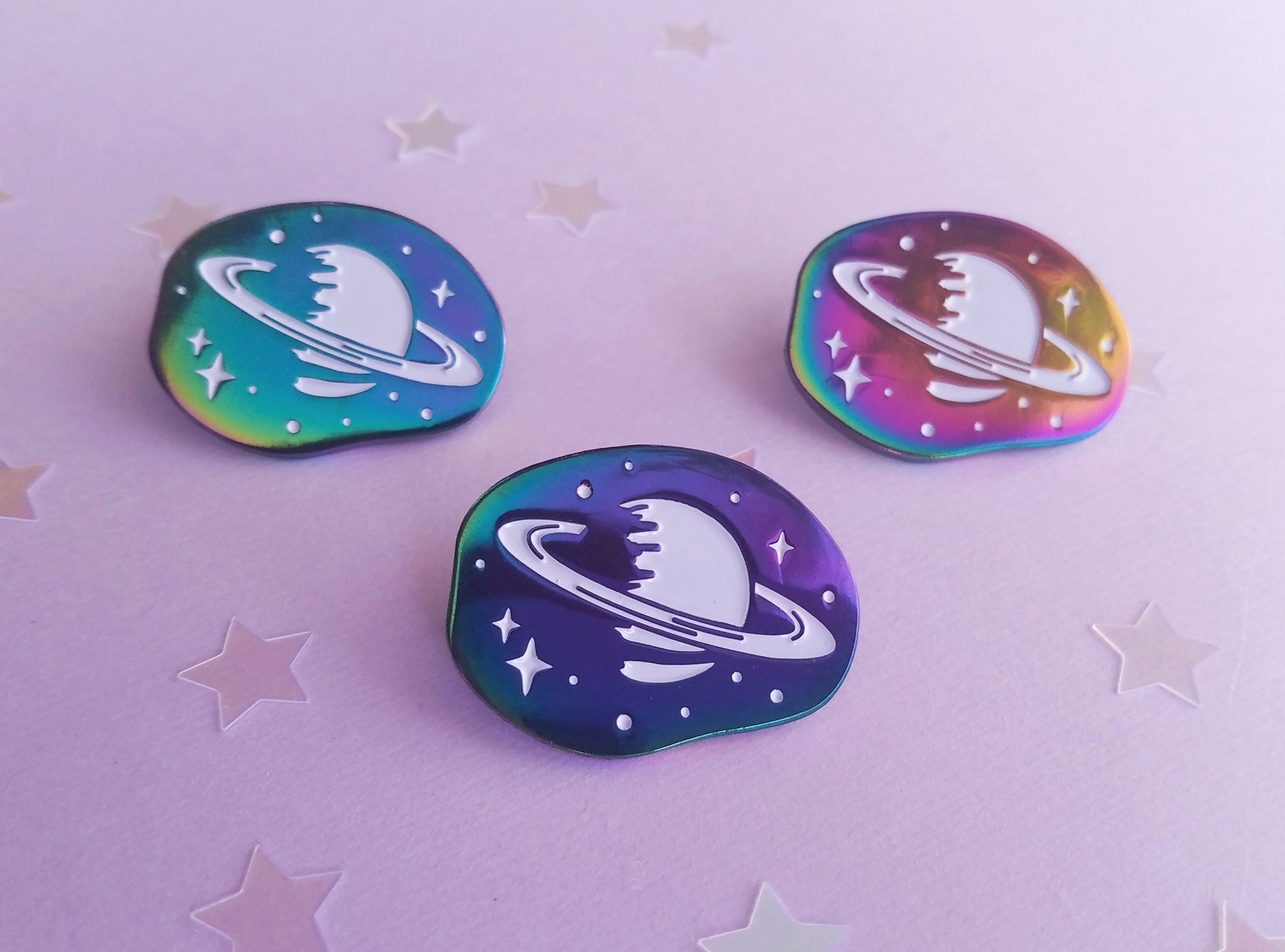 Rainbow Saturn Enamel Pin - Wide Eyed Designs